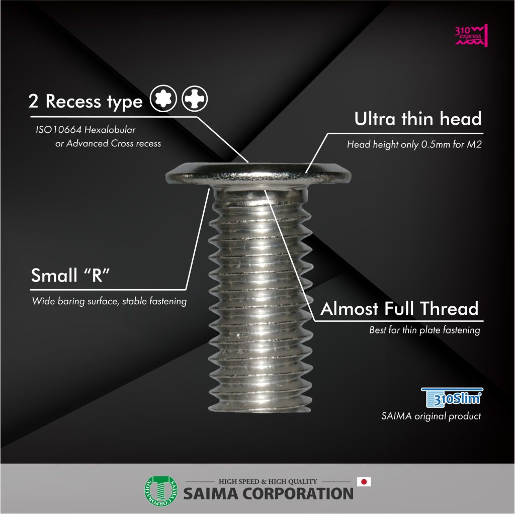 Ultra-Low Head Screws ” 310Slim ” Selling as a Saima original product ...
